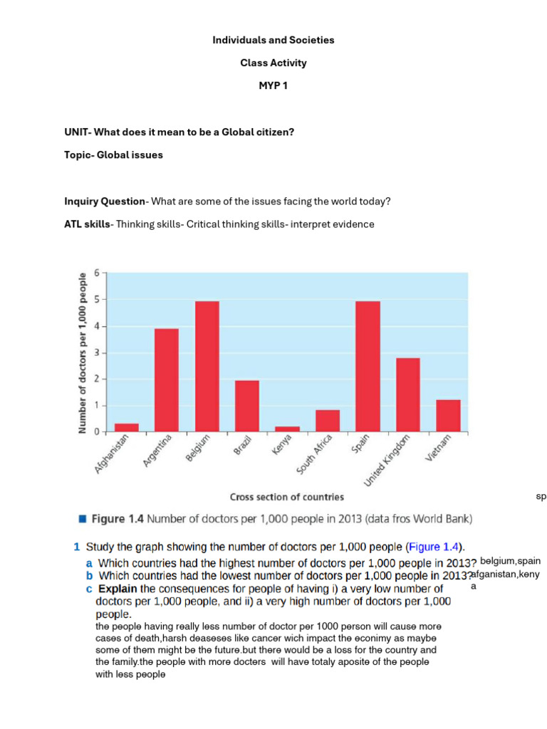 MYP 1 - Class Activity - Thinking Skills - Interpret Evidence | PDF ...