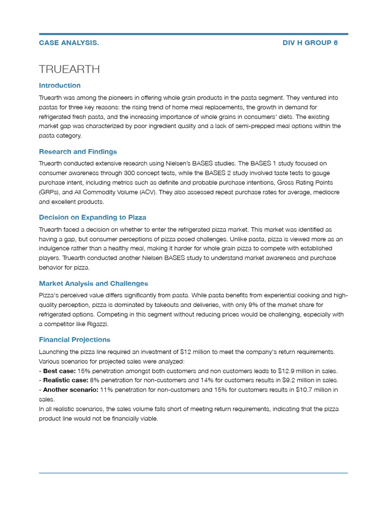 Truearth Analysis Div H GRP 6 | PDF | Brand | Gross Margin