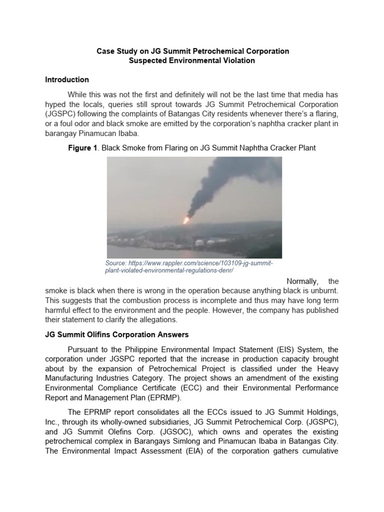 Case Study On JG Summit Petrochemical Corporation Suspected ...