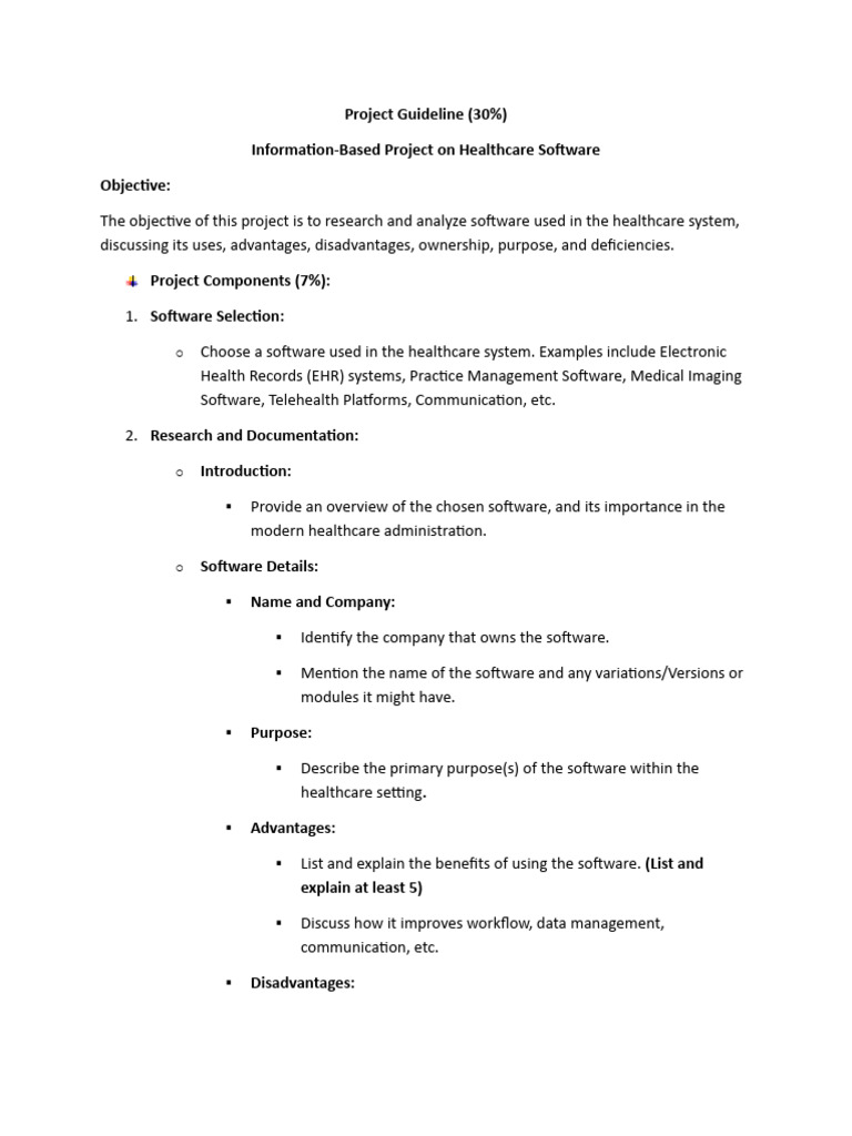 Project Guideline ~ OAH 307 | PDF | Software | Electronic Health Record