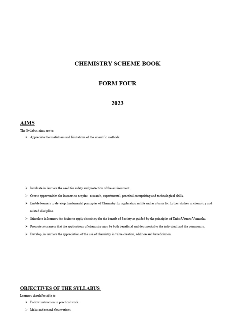Form 4 Chemistry Schemebook | PDF | Educational Technology | Methodology