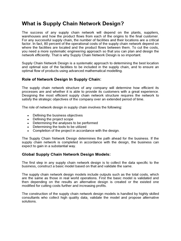 Supply Chain Network Design Essentials | PDF | Supply Chain | Warehouse