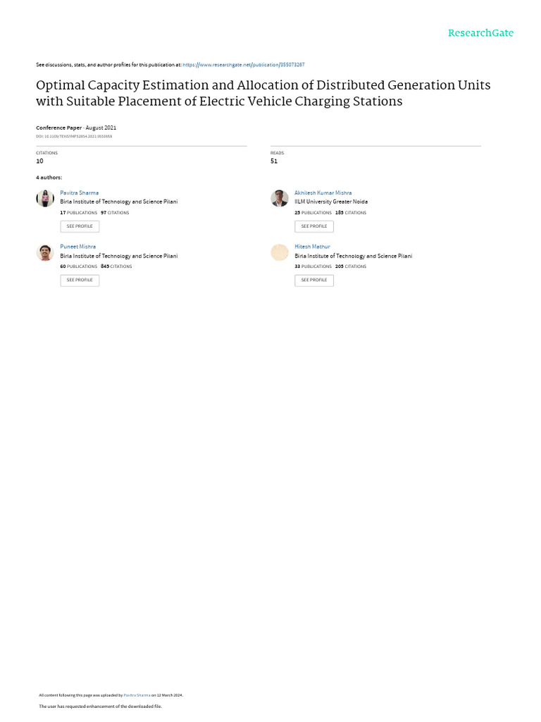 Optimal Capacity Estimation And Allocation Of Distributed Generation