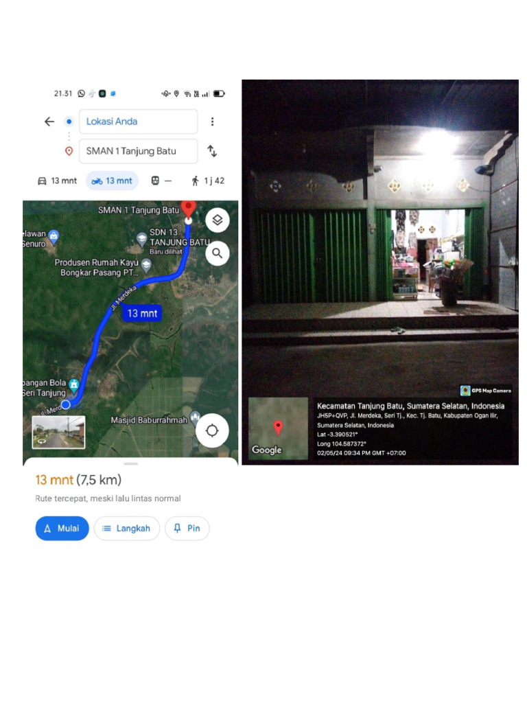 CONTOH PRIN Gabungan Screenshot Jarak Dan Koordinat Rumah | PDF