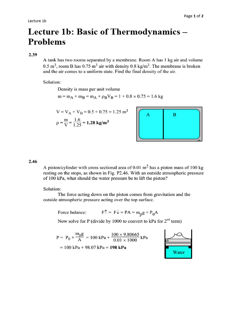 Lecture 1b - Basics of Thermodynamics - Problems | PDF