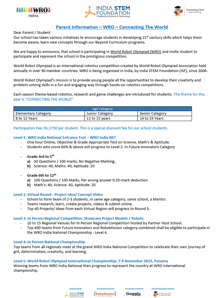 Parent Information Letter_WRO | PDF