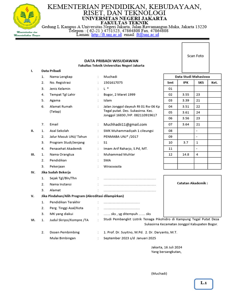 Berkas Wisuda L1 L711 | PDF