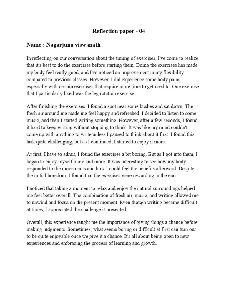 Reflection Paper - 04 | PDF