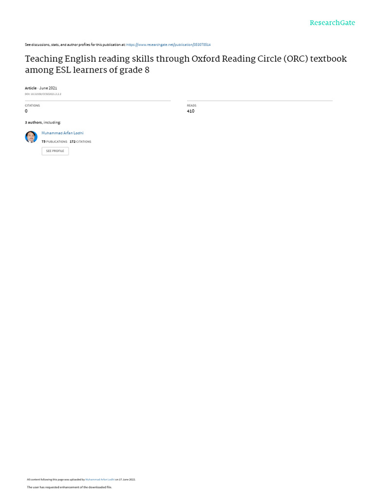 Teaching English Reading Through Orc | PDF | Reading Comprehension ...