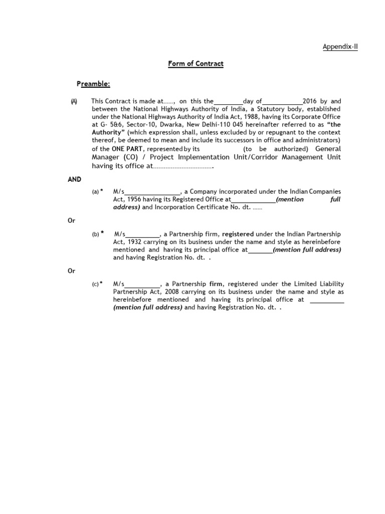 NHAI User Fee Collection Contract Template | PDF | Employment | Insurance