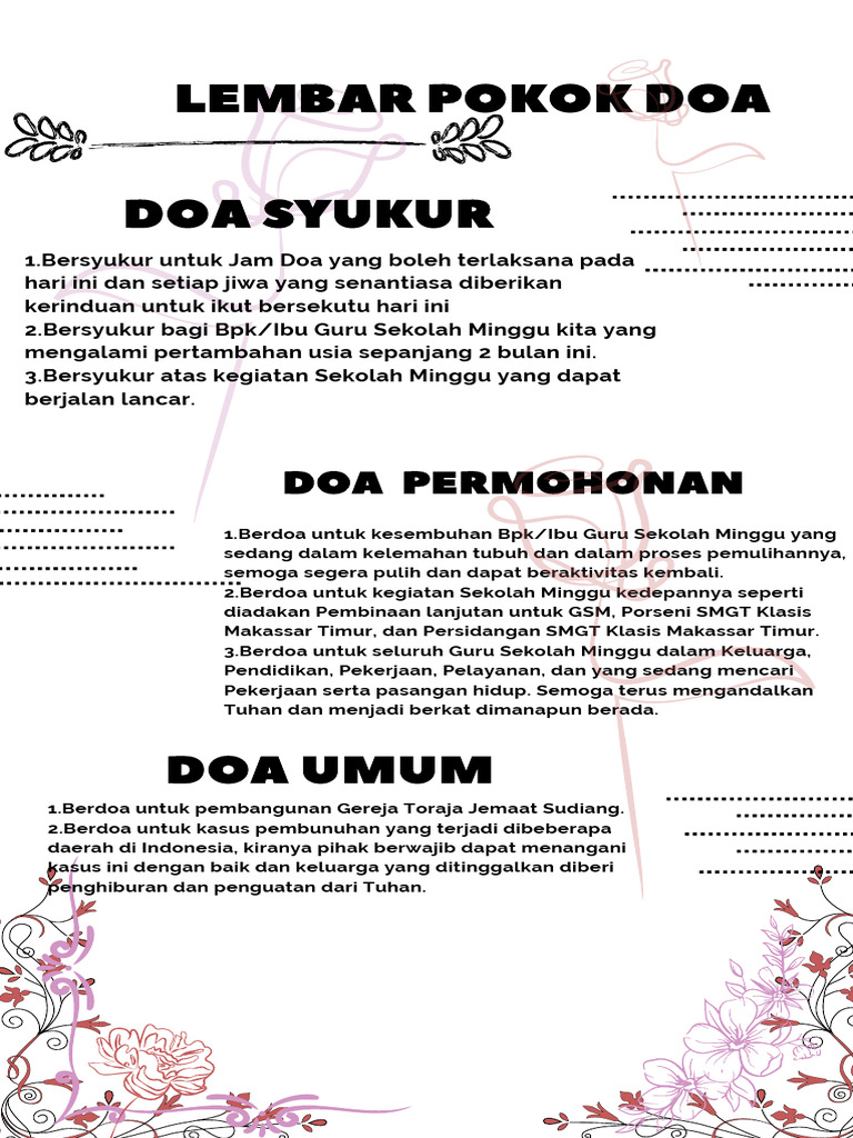 Lembar Pokok Doa | PDF