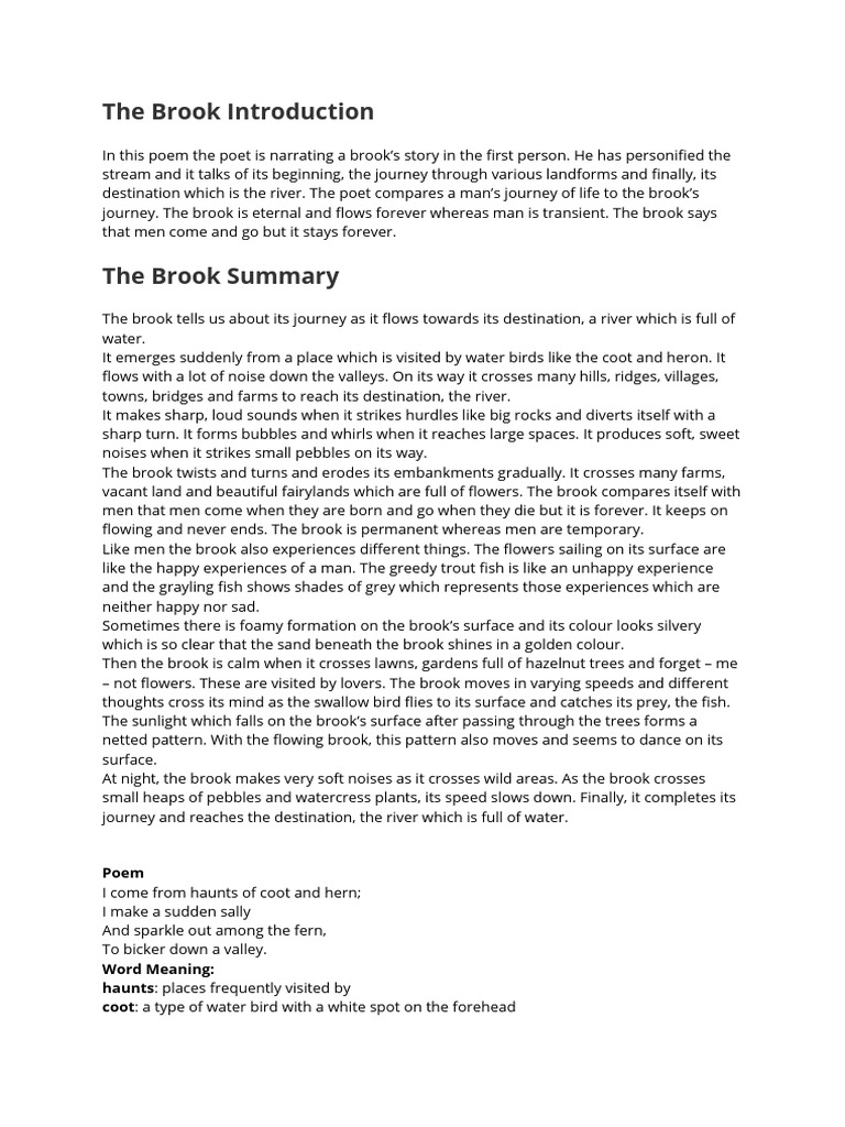 The Brook Notes | PDF | Poetry | River