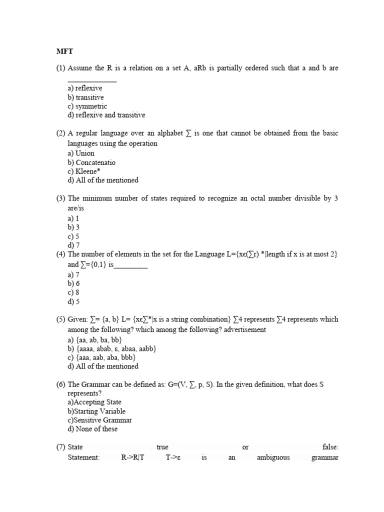 Btech - CS3404 - Theory of Automata - Unit 2 | PDF | Syntax (Logic) | Syntax