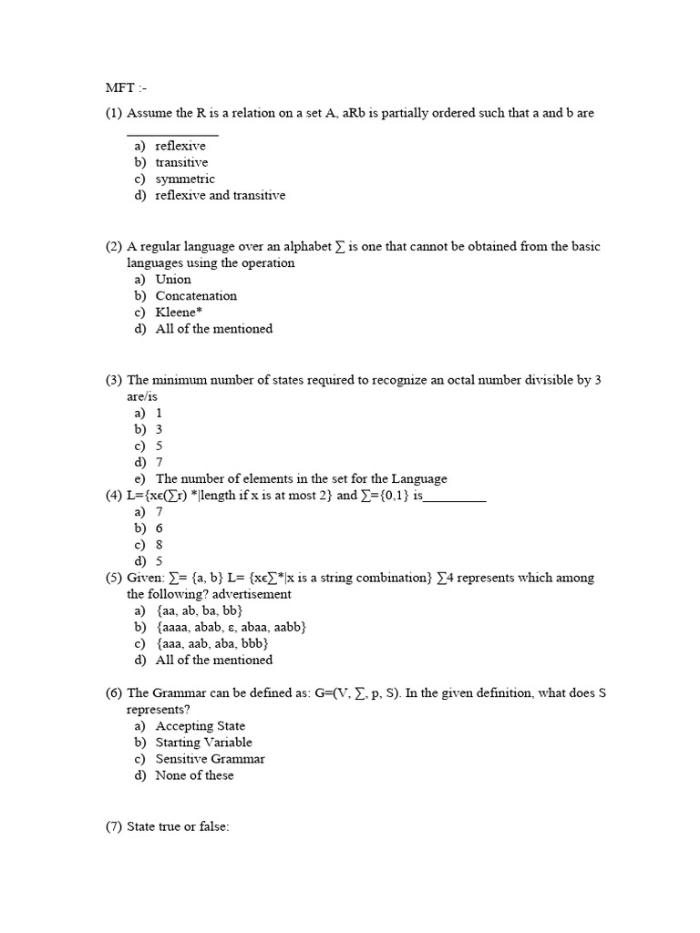 Btech - CS3404 - Theory of Automata - Unit 1 | PDF | Theoretical Computer Science | Computer Science