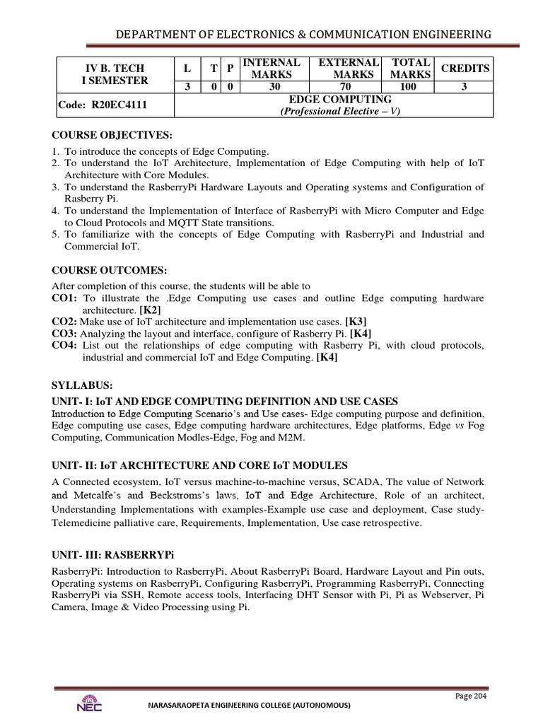 Syllabus | PDF | Raspberry Pi | Internet Of Things