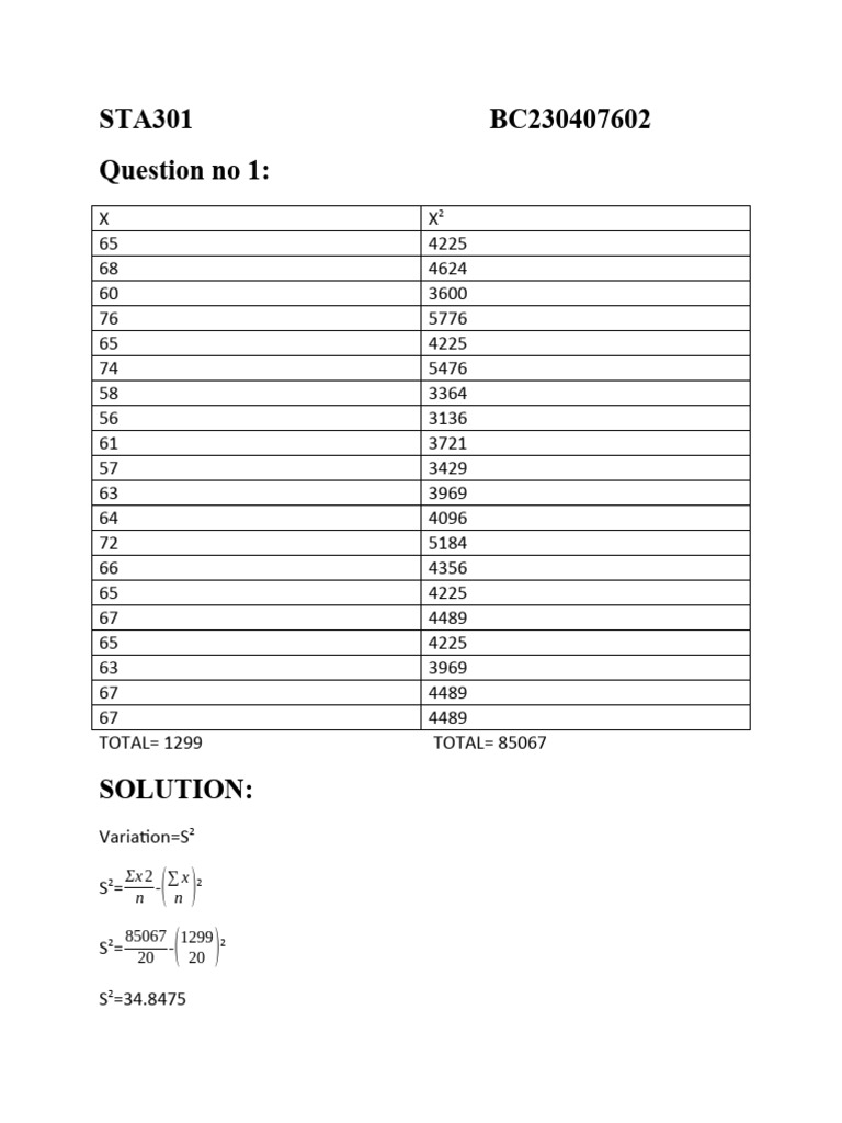Spring 2024 - STA301 - 1 | PDF