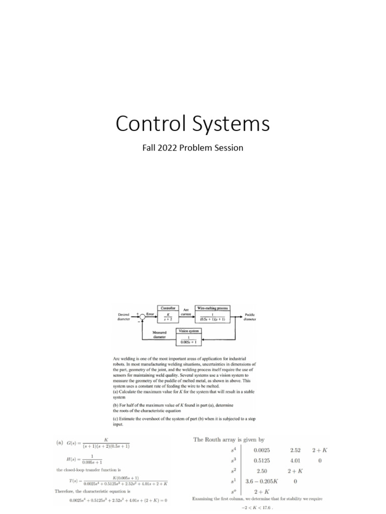 Control Systems Problem Session-I | PDF