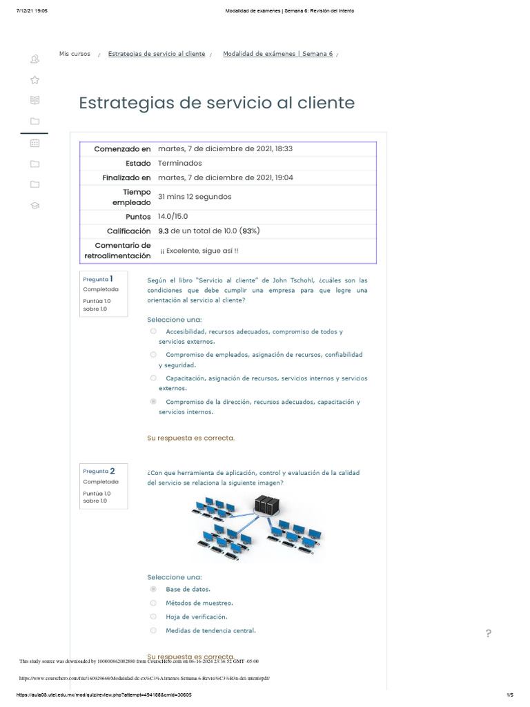 Modalidad de Ex Menes Semana 6 Revisi N Del Intento PDF | PDF | Gestión de la calidad ...
