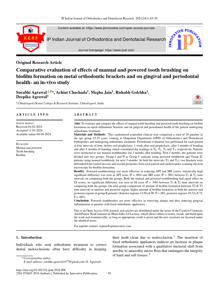 IPIndianJOrthodDentofacialRes 10 1 45 541 | PDF | Periodontology | Orthodontics
