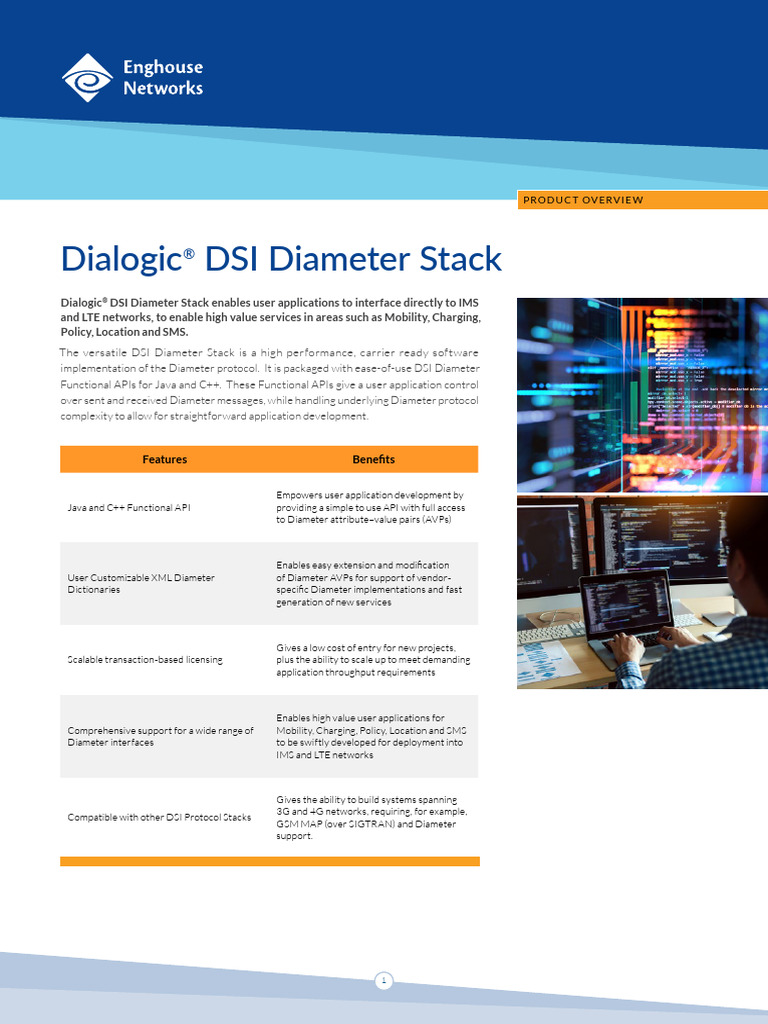 Enghouse - Dialogic DSI Diameter Stack - Product Overview | PDF | Ip Multimedia Subsystem ...