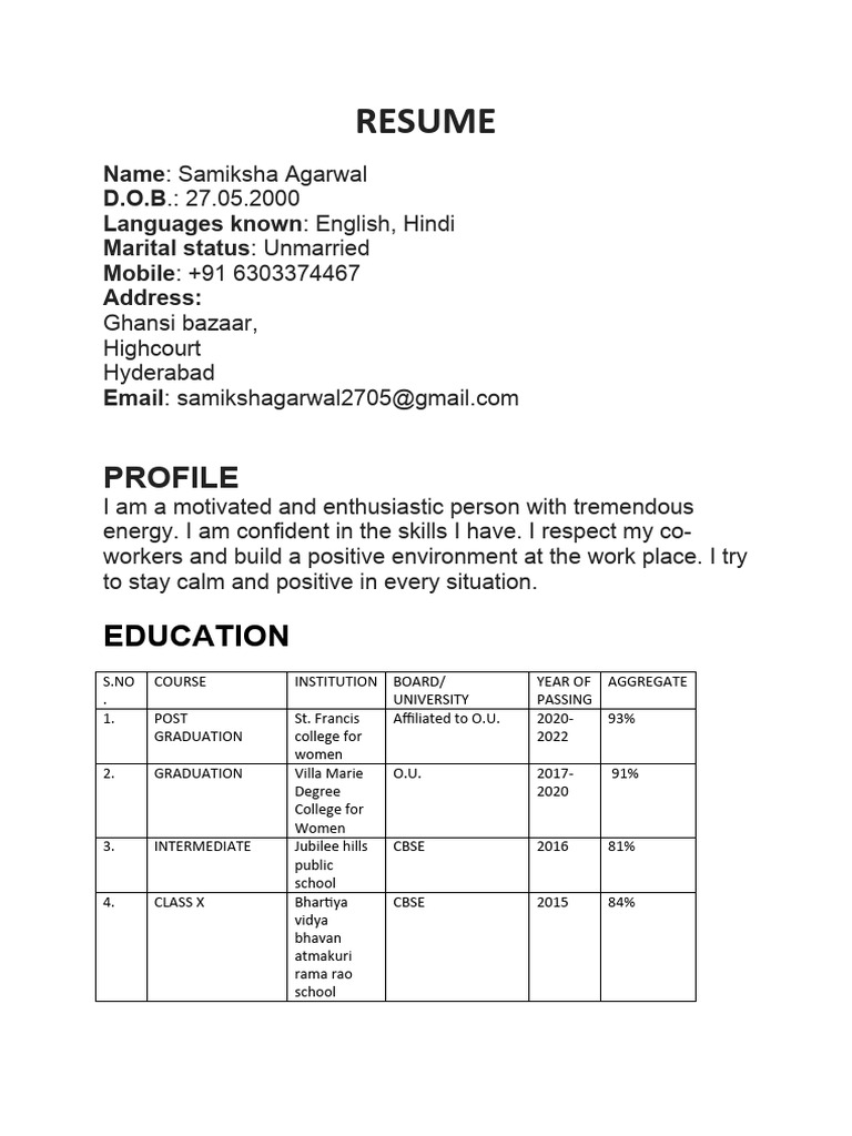 SAMIKSHA Resume | PDF | Career & Growth