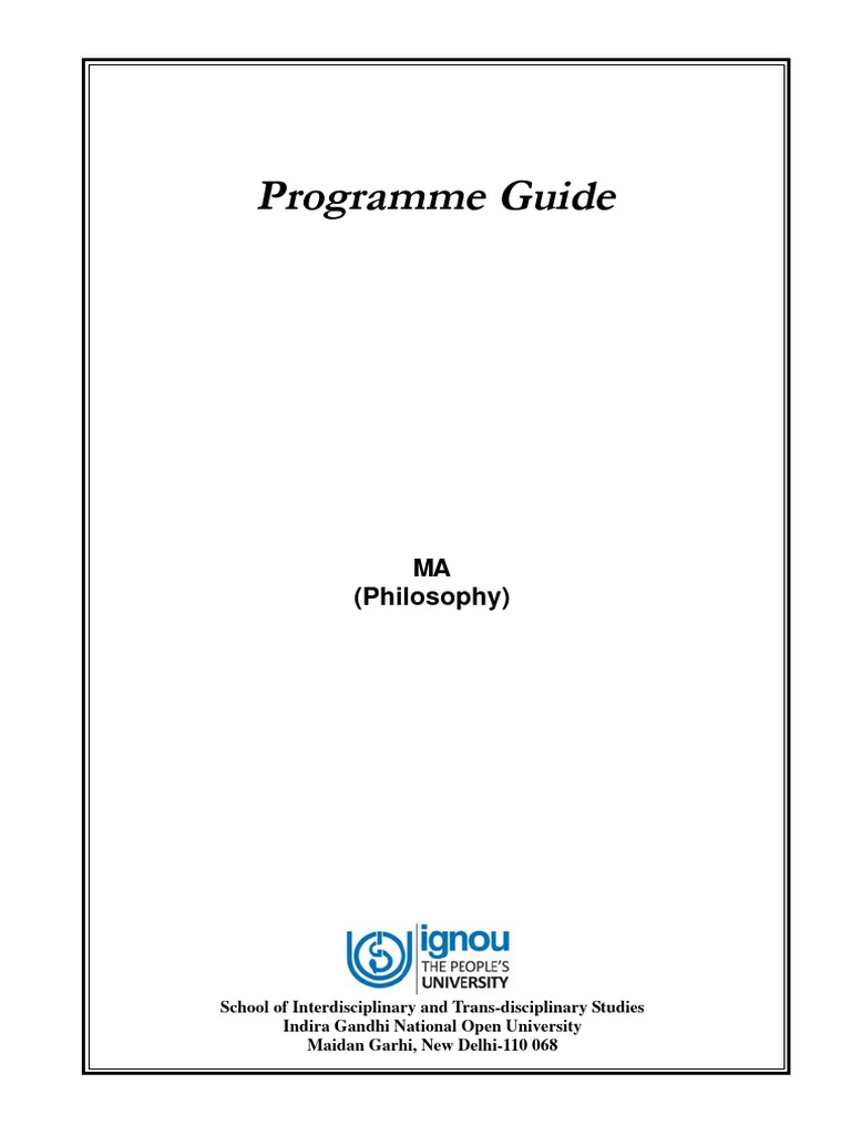 IGNOU MA Philosophy Programme Guide | PDF | Mind | Logic