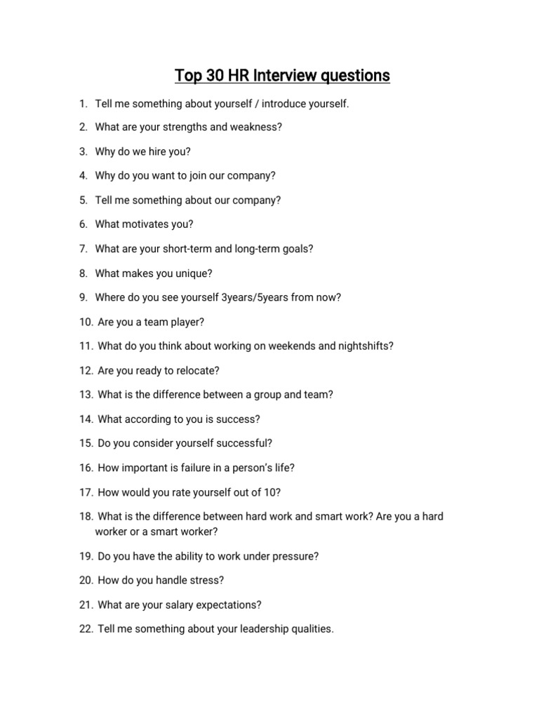 Essential HR Interview Questions Guide | PDF