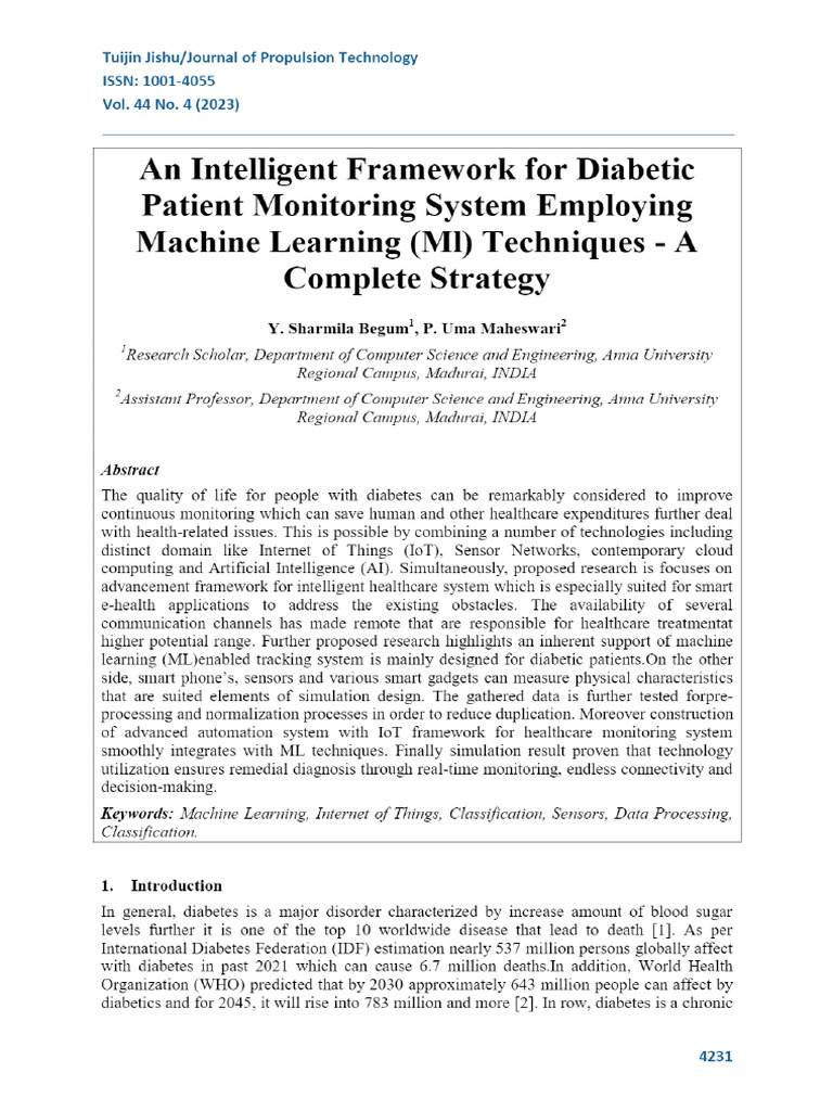 View Of An Intelligent Framework For Diabetic Patient Monitoring System