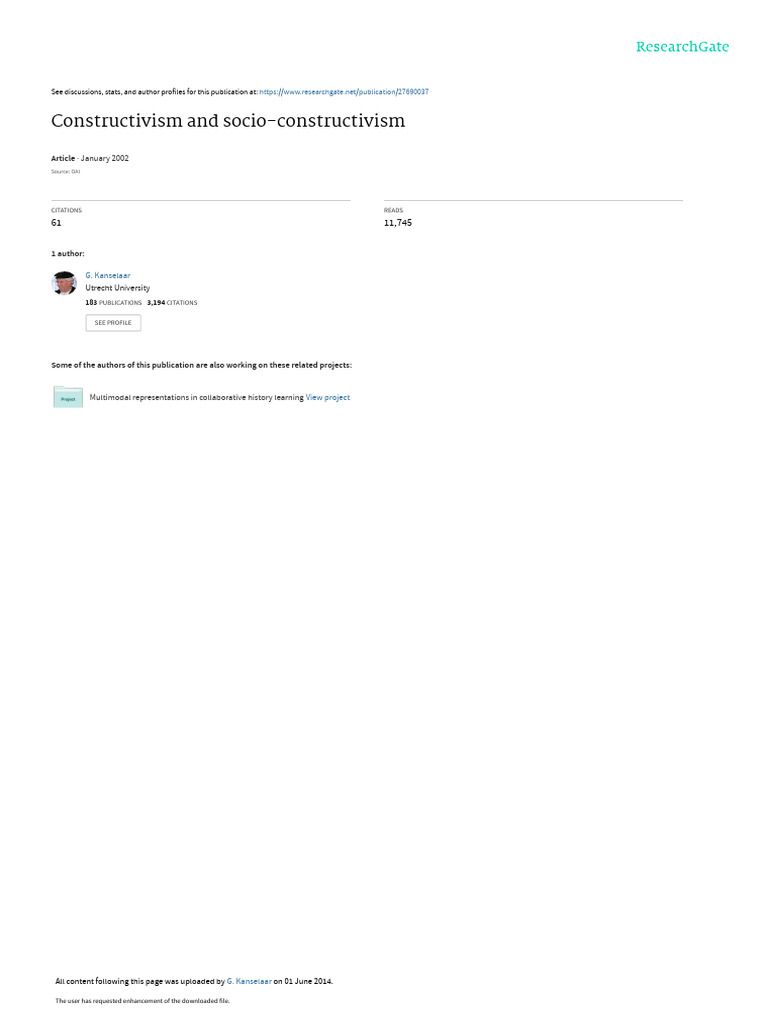 Constructivism and Socio-Constructivism: January 2002 | PDF | Constructivism (Philosophy Of ...