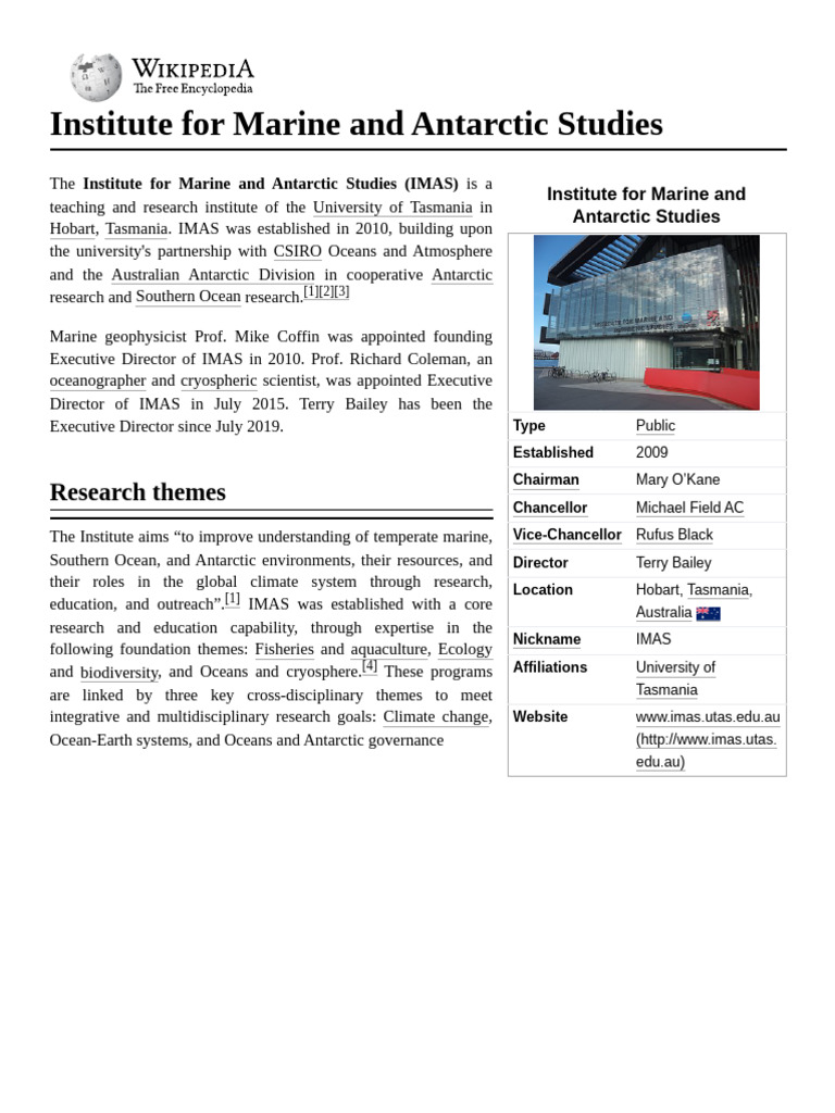 Institute For Marine and Antarctic Studies - Wikipedia | PDF | Earth ...