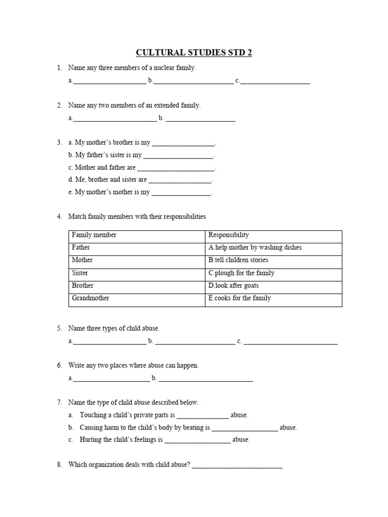 Cultural Studies STD 2 | PDF | Social Science