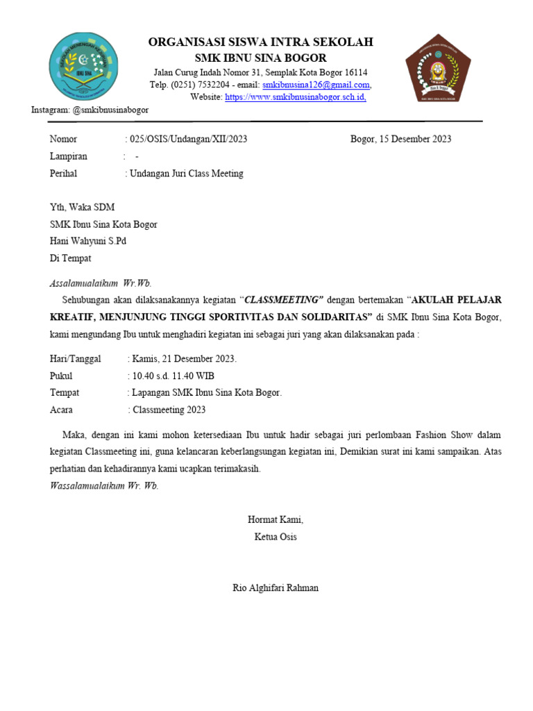 Surat Undangan Juri Bu Hani-1 | PDF