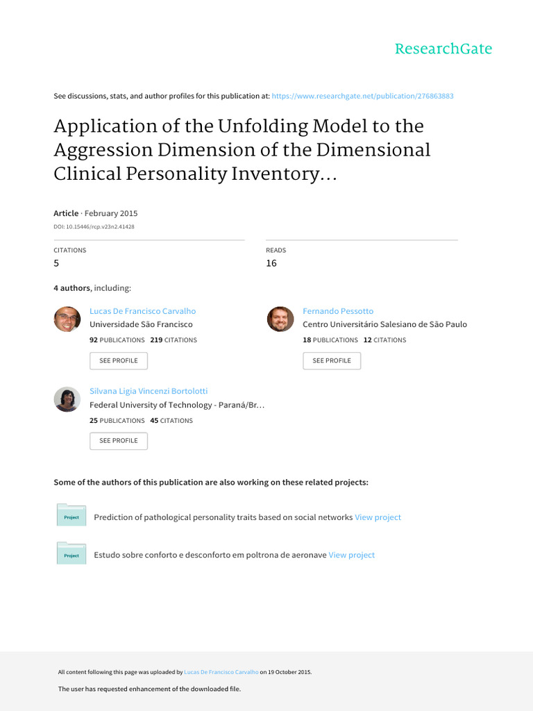 Application of The Unfolding Model To The Aggression Dimension of The ...