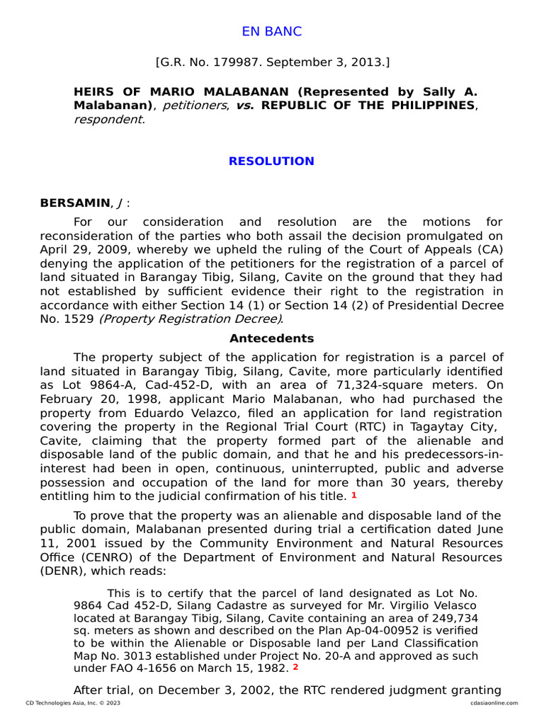 Heirs of Malabanan v. Republic | PDF | Property | Justice