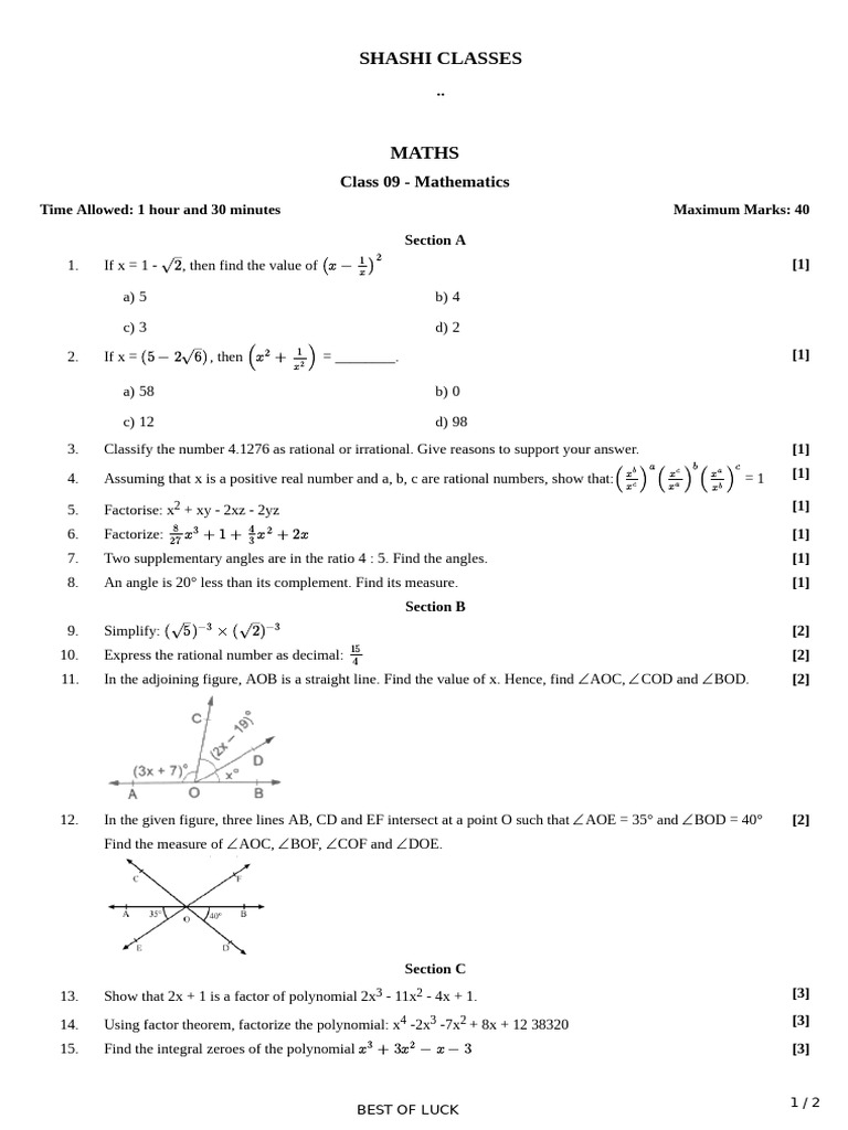 Maths Class 9 | PDF | Numbers | Rational Number