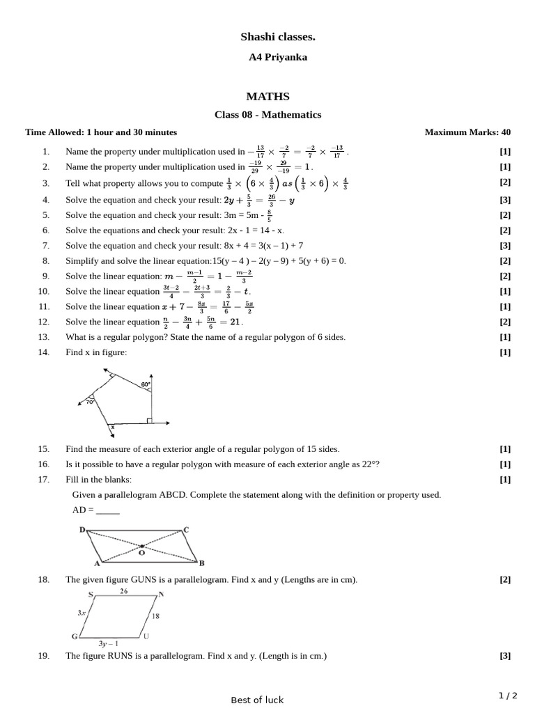 Maths Class 8 | PDF | Euclidean Geometry | Geometry