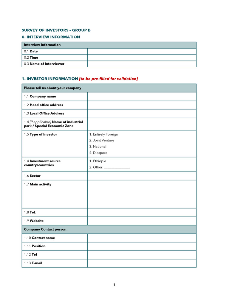 Investor Survey: Ethiopia Insights | PDF | Expense | Investing