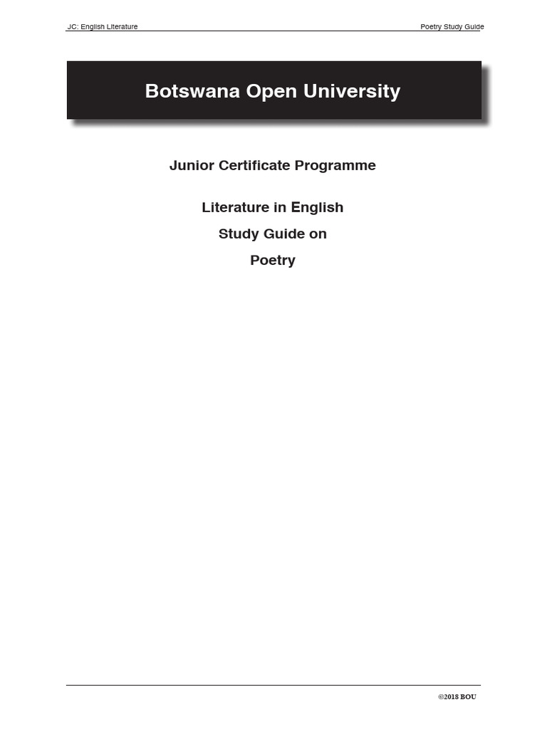 Junior Certificate Poetry Study Guide | PDF | Poetry | Rhyme