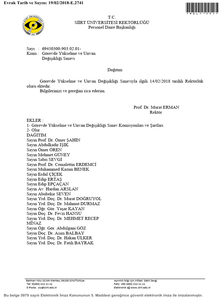 Gorevde Yukselme Ve Unvan Degisikligi Sinavi Siirt 201952617132774 | PDF