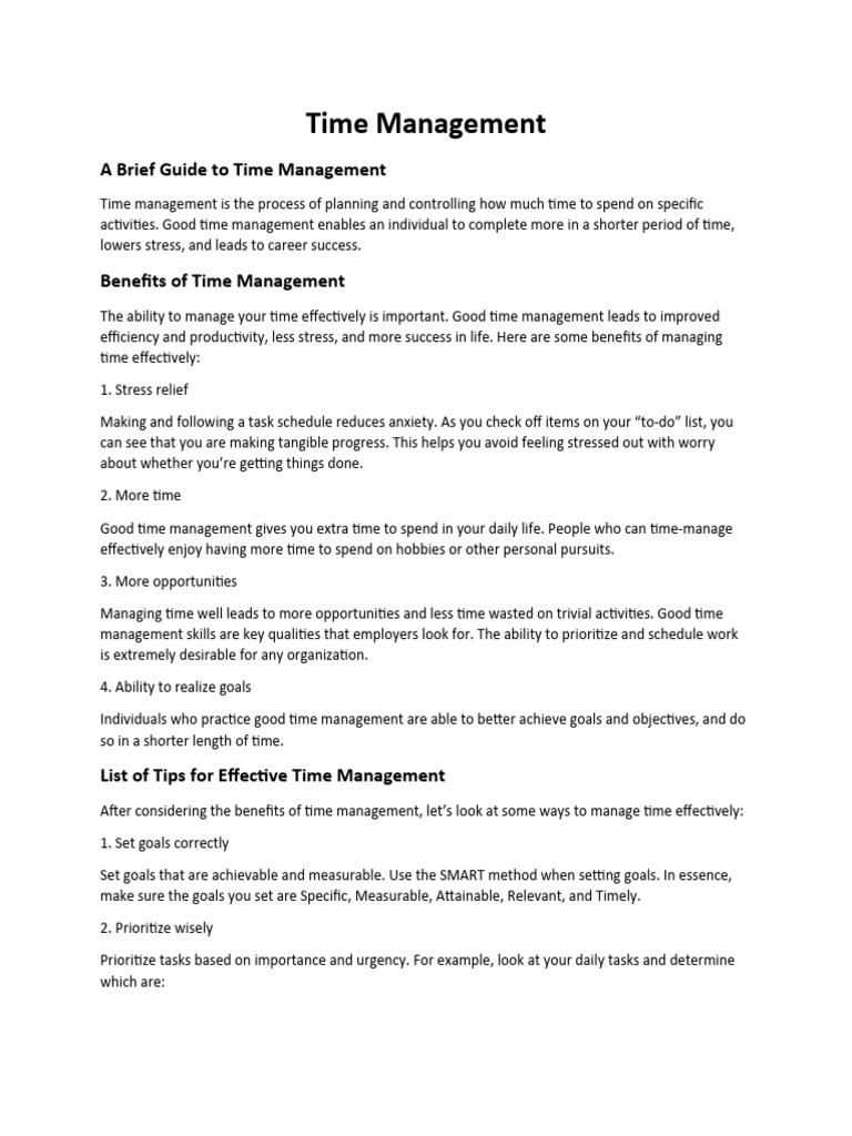 Time Management | PDF | Time Management | Professional Skills