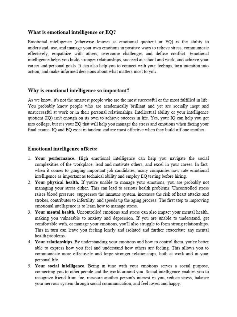 Emotional Intelligence | PDF | Emotional Intelligence | Intelligence