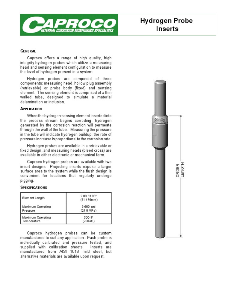 Hydrogen Probe Inserts | PDF | Hydrogen | Materials