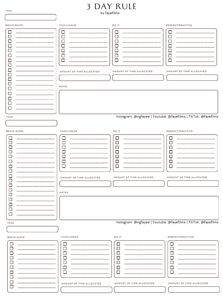 3 Day Rule Template by Fayefilms | PDF