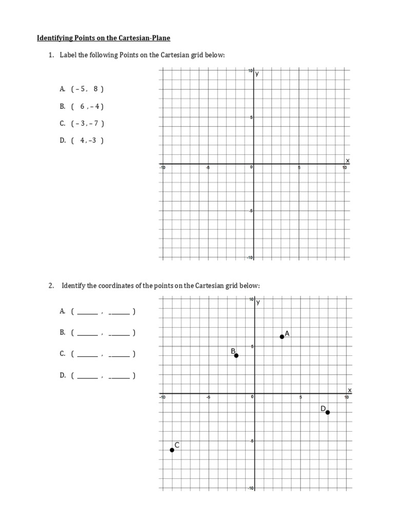 Points On The Cartesian Plane Practice Problems Pdf Cartesian Coordinate System