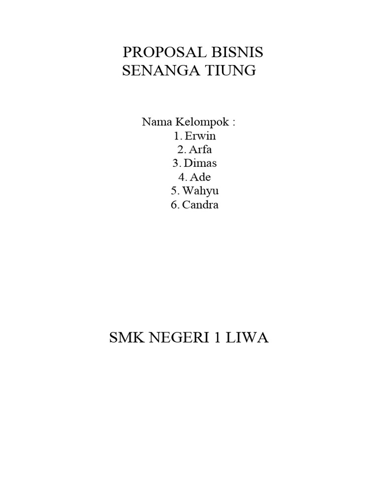 Proposal Bisnis Senanga Tiung Inovatif | PDF