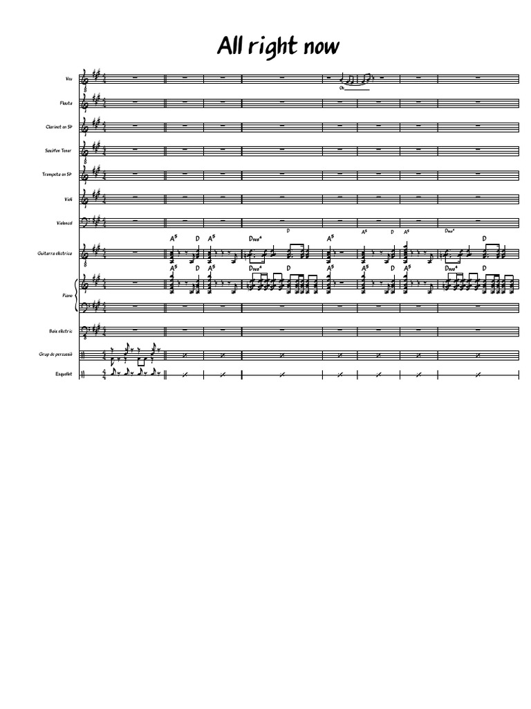 All Right Now: Musical Score | PDF