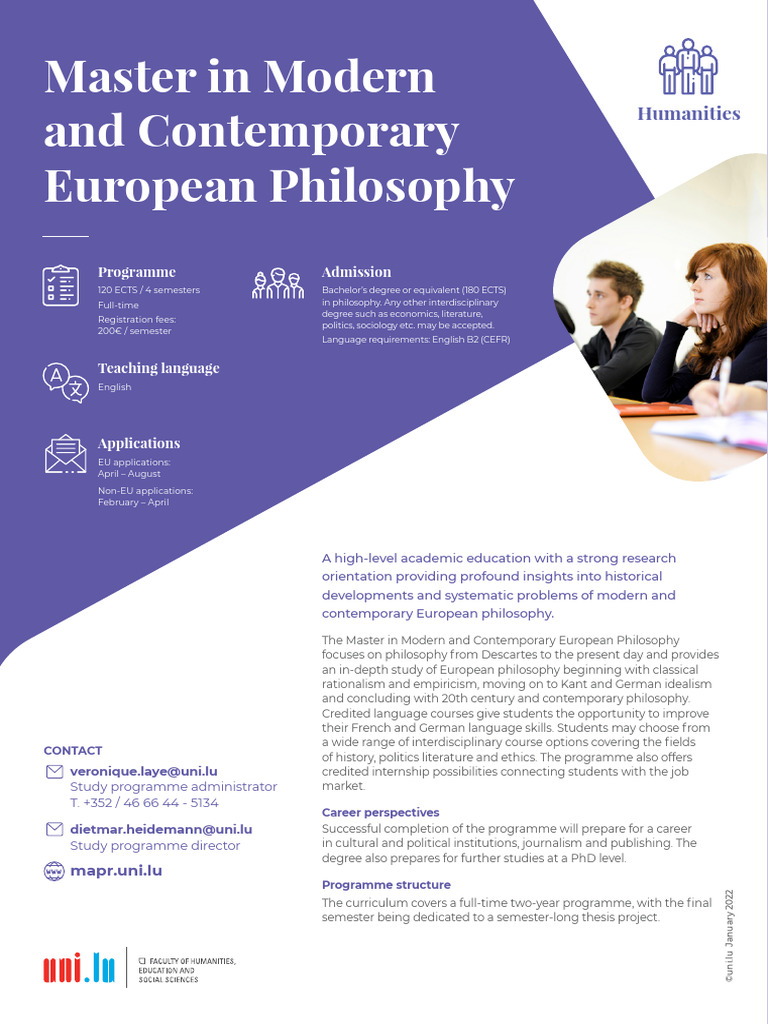 Master in European Philosophy Program | PDF | Academic Degree | Master ...