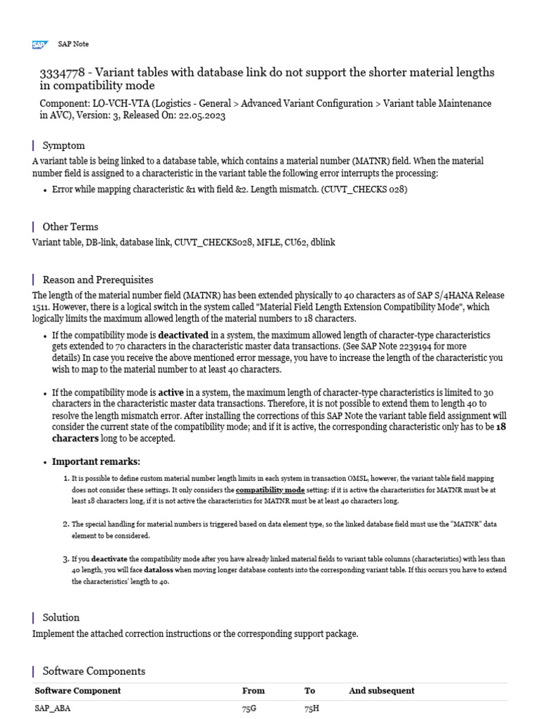 3334778 - Variant tables with database link do not support the shorter ...
