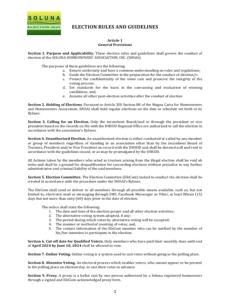 2024 Election Rules and Guidelines | PDF | Voting | Absentee Ballot
