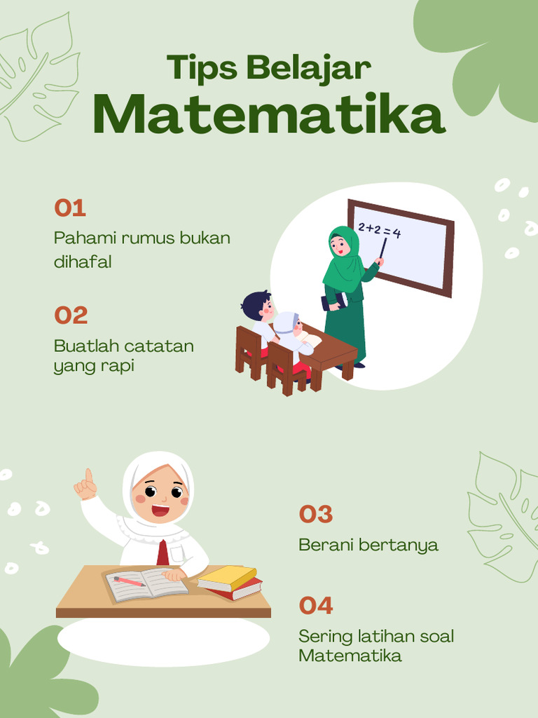 Hijau Ilustrasi Tips Belajar Matematika Poster Ruang Kelas | PDF